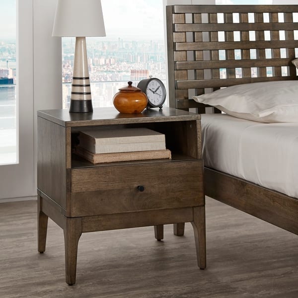 Ozan Walnut Finish 1-drawer Nightstand by iNSPIRE Q Modern - Bed Bath ...