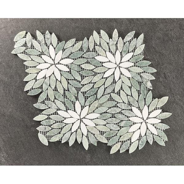 green flower pattern tile