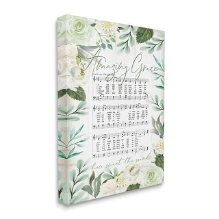 Stupell Amazing Grace Sheet Music Green Floral Border Canvas Wall Art ...