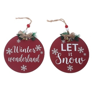 Christmas Flat Round Ornament With Text - Set of 2 - Bed Bath & Beyond ...