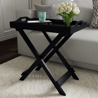 Lavish Home Folding End Table with Tray Top, Black - Bed Bath & Beyond ...