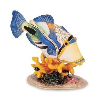 Curata Pewter Crystals Gold-Tone Enameled Picasso Large Humu Humu Fish ...
