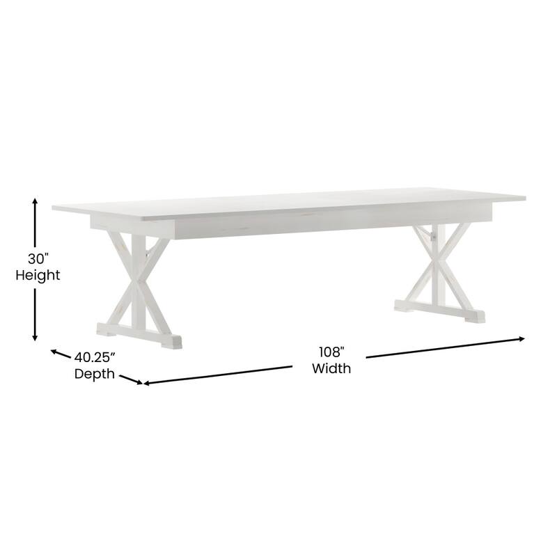 9' x 40" Rectangular Antique Rustic Solid Pine Folding Dining Table ...