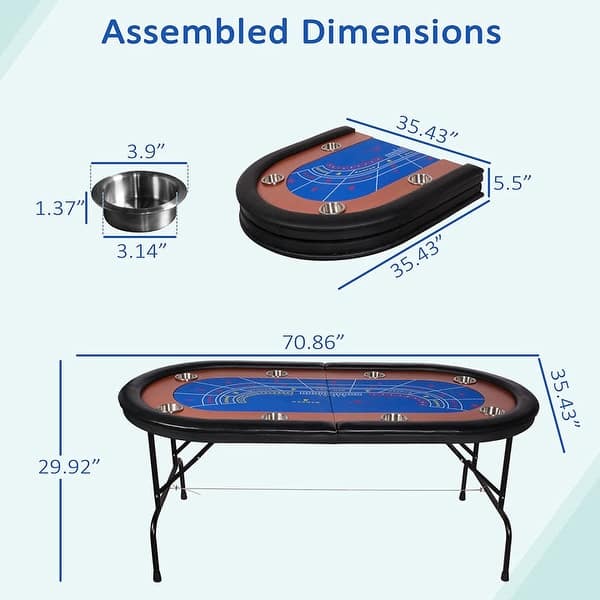 Foldable Poker Table w/Stainless Steel Cup Holder Casino Leisure Table ...