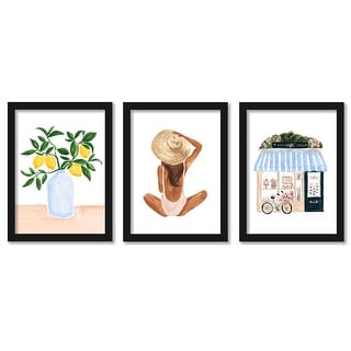 Parisian Cafe Sabina Fenn Modern Tropical - 3 Piece Framed Gallery Art ...