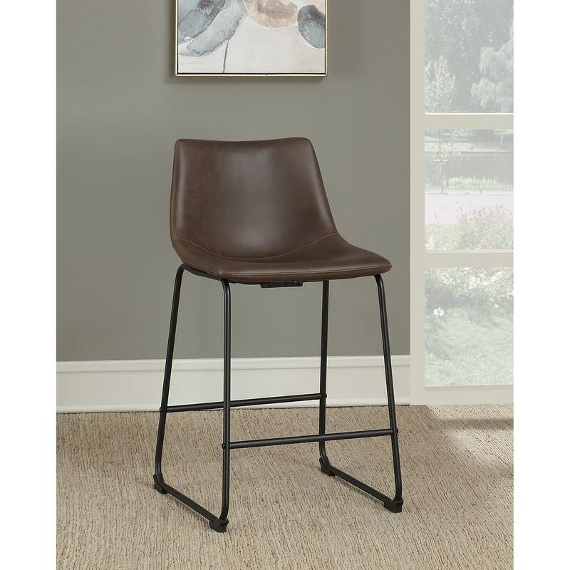 Hammond Industrial Brown Faux Leather Stools (Set of 2) - Overstock ...