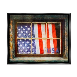 Stupell Patriotic American Flag Rustic Window Festive Home Floater ...
