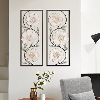 Magnolia Flowers Metal Rectangular Wall Decor, Set of 2 - Bed Bath ...