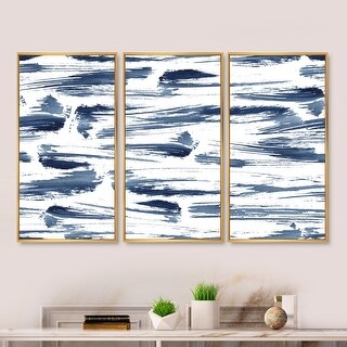 Designart "Abstract Blue Aquatic Texture" Modern Framed Artwork Set of ...