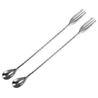 Bar Mixing Spoon Set 2 Pcs, Stainless Steel Cocktail Spoon 13 Inch ...