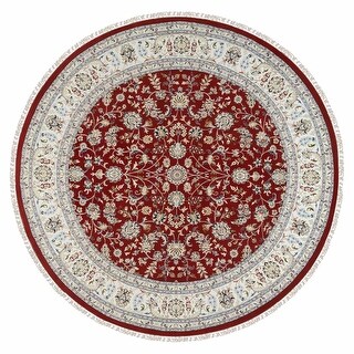 Shahbanu Rugs Cherry Red, Hand Knotted Nain with All Over Design, 250 ...