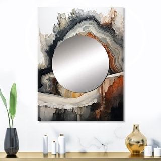 Designart "Stone Geode Scenery Minimalism" Stone Geode Mirror Beige ...
