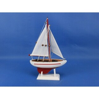 Wooden Red Pacific Sailer Model Sailboat Decoration 9" - 5" L x 1.5" W ...