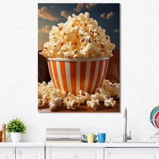 Designart "Golden Era Cinema Popcorn Bowl I" Popcorn Wall Art - Bed ...
