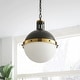 13-Inch Matte Black Globe Pendant Light with Half Opal Glass Shade ...