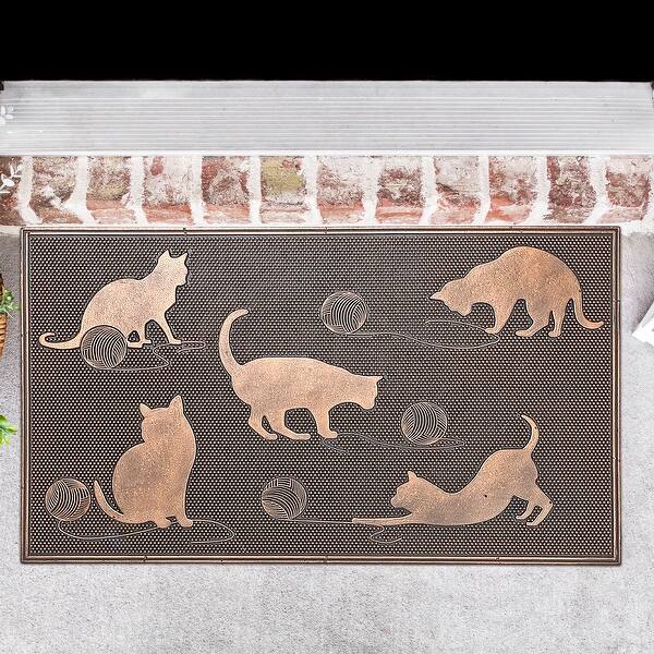 IH Casa Decor Rubber Mat Cats Playing With Ball Of Yarn - Bed Bath ...