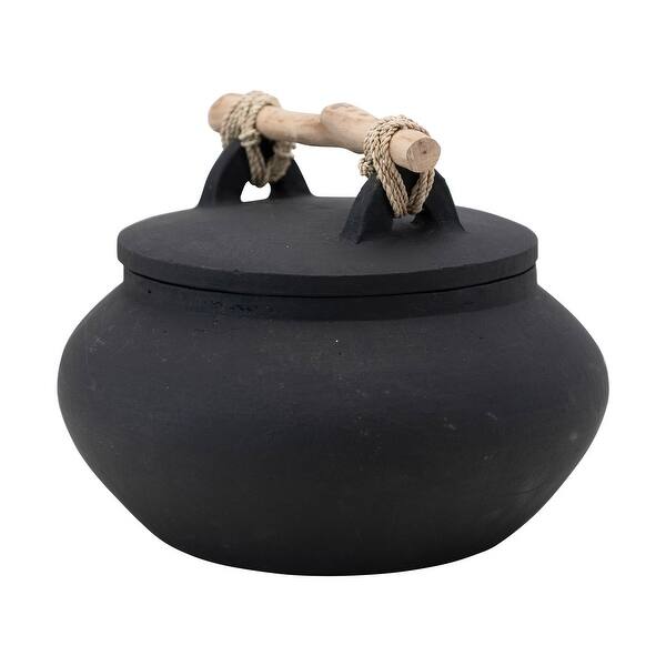 Decorative Terra-cotta Container with Lid and Driftwood Handle - Bed ...