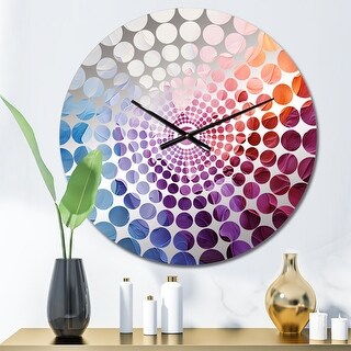 Designart "Colorful White Rainbow spiral II" Multi Rainbow Clocks ...