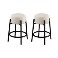 30" Tall, Set of 2 Round Bar Stools, Black Metal legs Stool ...