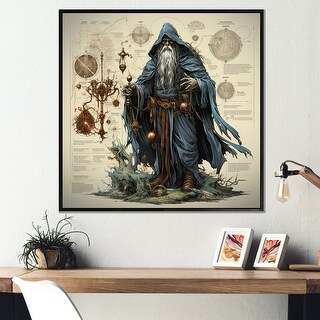 Designart "Blue Wizardly Blueprints" Wizards Blue Wall Decor - Modern ...