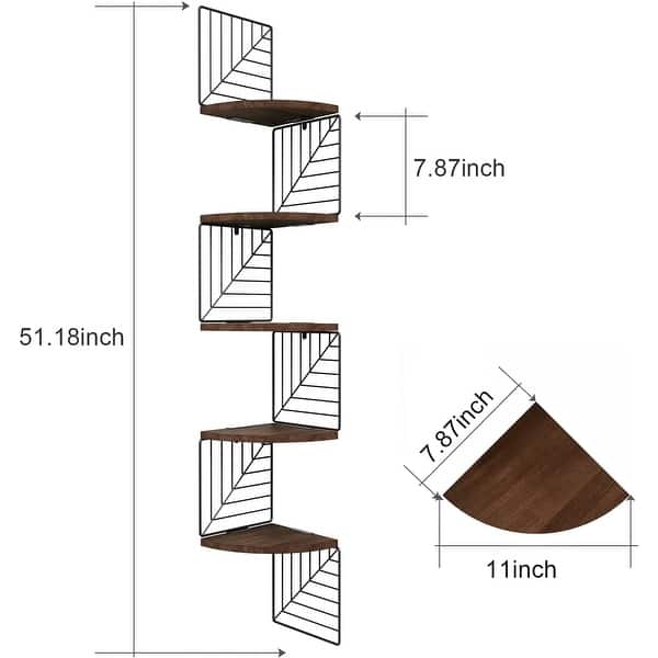 Corner Shelf Wall Mount of 5 Tier Rustic Wood Floating Shelves Wall ...