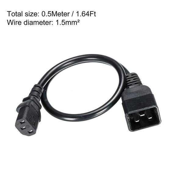AC Power Cord 3Prong C20 Male to C13 Female 1.64Ft Extension Cable ...