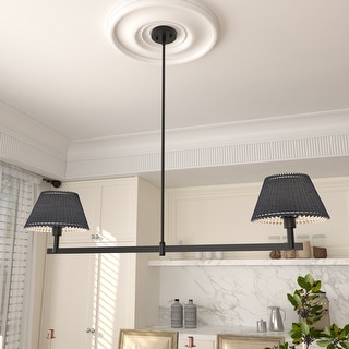 Acroma 2-light Black Linear Chandelier with Fabric Shade - 51 inches ...