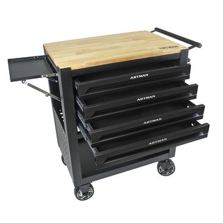 4 Drawers Multifuctional Tool Cart With Wheels And Wooden Top - Bed ...