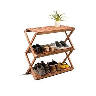 3 Tiers Multifunctional Wooden Foldable Shoe Rack - Bed Bath & Beyond ...