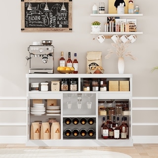 Buffet Cabinet with LED Lights and Wine Racks - Bed Bath & Beyond ...