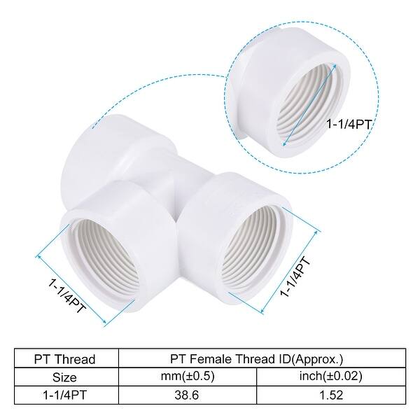 3Pcs UPVC Pipe Fitting 1-1/4PT Female Thread Tee Socket Hose Connector ...