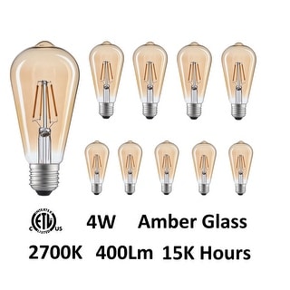 ST19 Warm White 2700K LED 4W Light Bulb (Set of 10) - Amber - Bed Bath ...