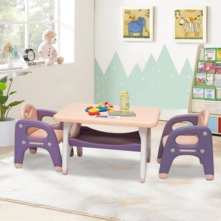 Kinbor 3-piece Kids Table Chair Set,Children's Furniture for Study,Arts ...