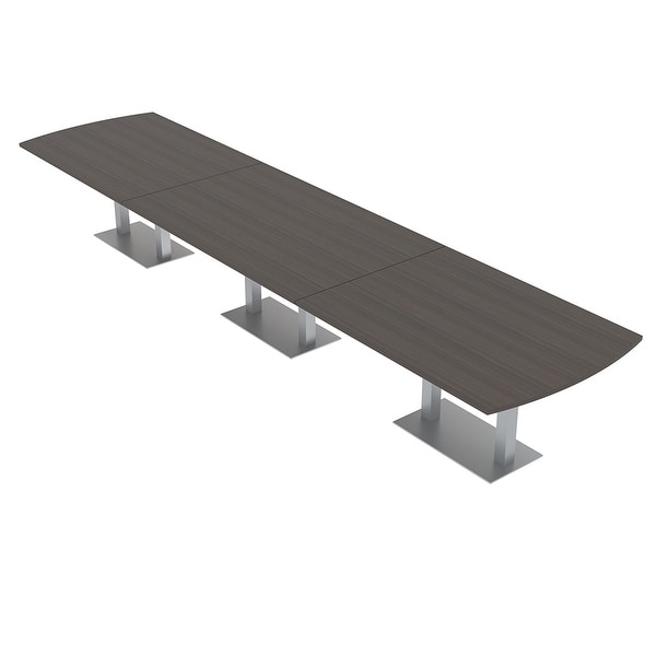 12 Person Modular Boat Shaped Powered Conference Table Metal Bases ...