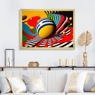 Designart " Pop Art Solar System" Modern Geometric Framed Canvas Wall ...