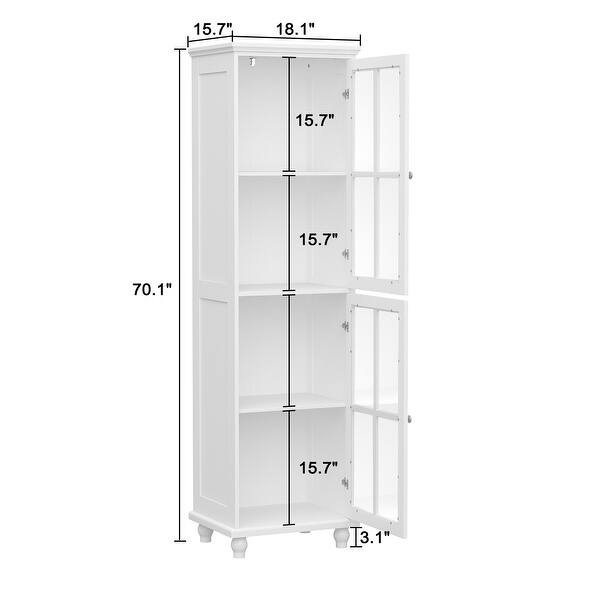 Glass Display Cabinet Glass Curio Doors Bathroom Cabinet White Lacquer ...