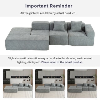 4pcs Modular Sectional Sofa Sets Ground Sofa Bed with Side Arms - Bed ...