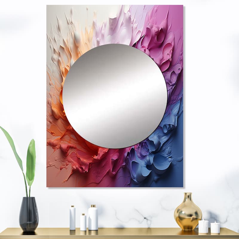 Designart "Colorful White Rainbow Spiral I" Rainbow Mirror White ...