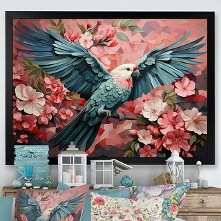 Designart "Blue And Pink Parrot Paradise IV" Parrot Blue Wall Decor ...
