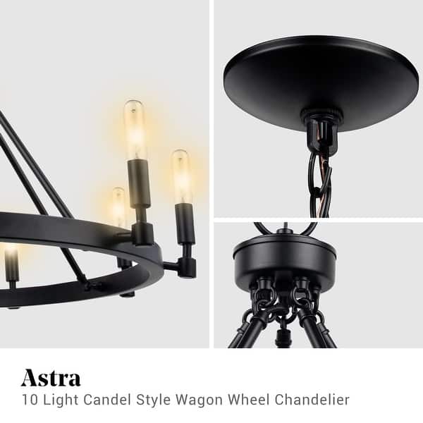 Brio Lighting Astra 10- Light Candel Style Wagon Wheel Chandelier - Bed ...
