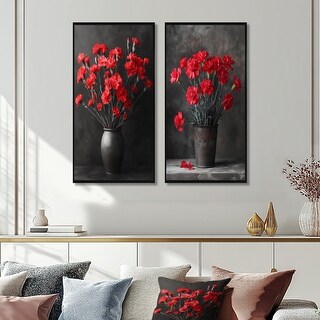 Monochrome Red Black VIbrant Potted Carnations I - Carnations Framed ...