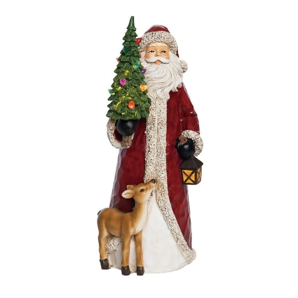 12" Lighted Santa with Reindeer Christmas Tabletop Figurine - Bed Bath ...