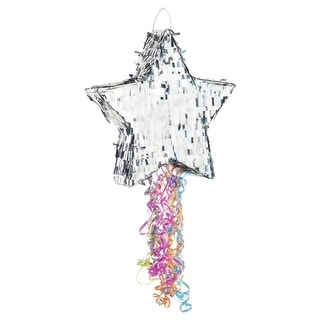 Small Silver Foil Star Pull Strings Pinata for Birthday, Gender Reveal ...