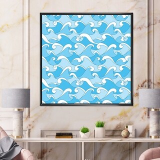 Designart "Abstract Sea Waves In Light Blue" Nautical & Coastal Framed ...