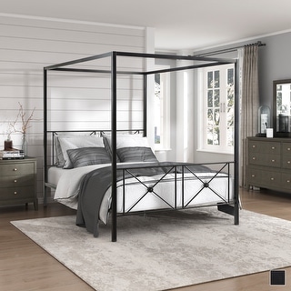 Marnie Double-Cross Canopy Metal Bed - Bed Bath & Beyond - 34715588