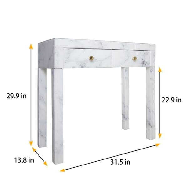 Tempered Glass Marble Texture Dressing Table - Bed Bath & Beyond - 39212149