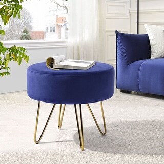 Round Shaped Ottoman with Metal Legs - Bed Bath & Beyond - 39219959