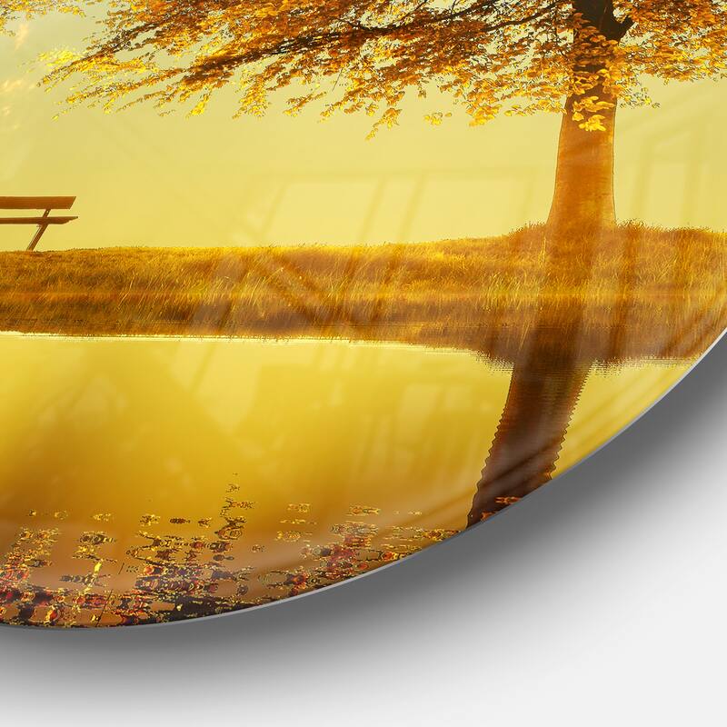 Designart 'Golden Planet' Landscape Photography Round Metal Wall Art ...