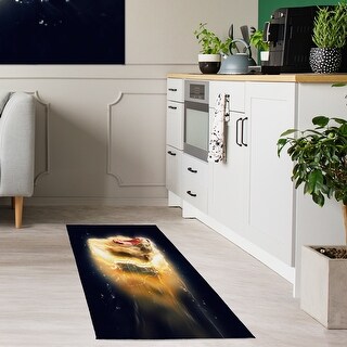 Designart 'White Lion with Open Jaws' Animal Area Rug - Bed Bath ...