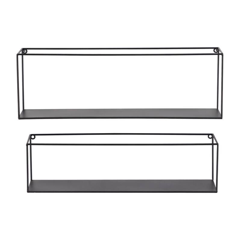 CosmoLiving by Cosmopolitan Black Metal 2 Shelves Wall Shelf (Set of 2 ...